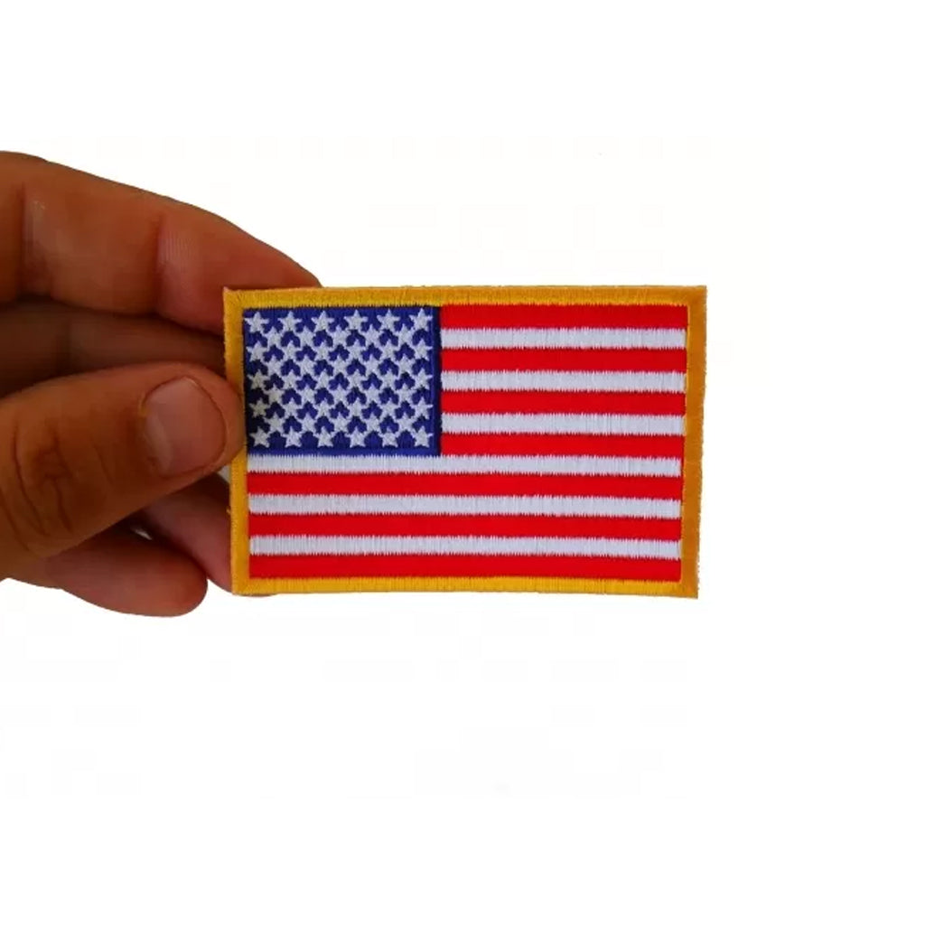 3" X 2" USA FLAG PATCH YELLOW BORDER – San Diego Leather