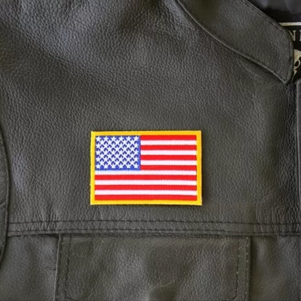 3" X 2" USA FLAG PATCH YELLOW BORDER – San Diego Leather