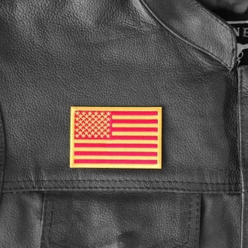 3" X 2" USA FLAG PATCH KELLY RED & YELLOW – San Diego Leather
