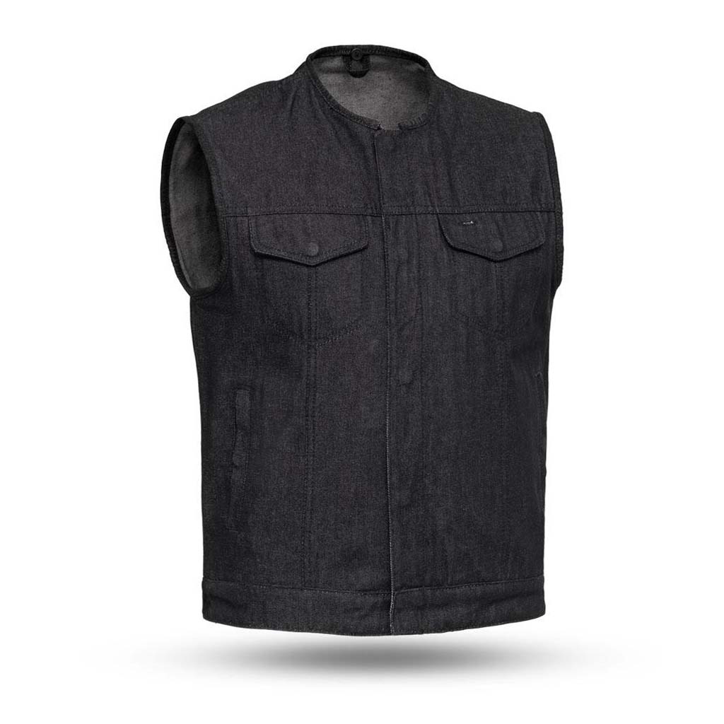 V634DM MENS DENIM MOTORCYCLE CLUB VEST WITH PIPPING COLLAR – San Diego ...