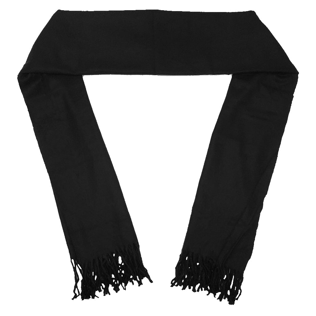 FLEECE SCARF W/ FRINGES - BLACK – San Diego Leather